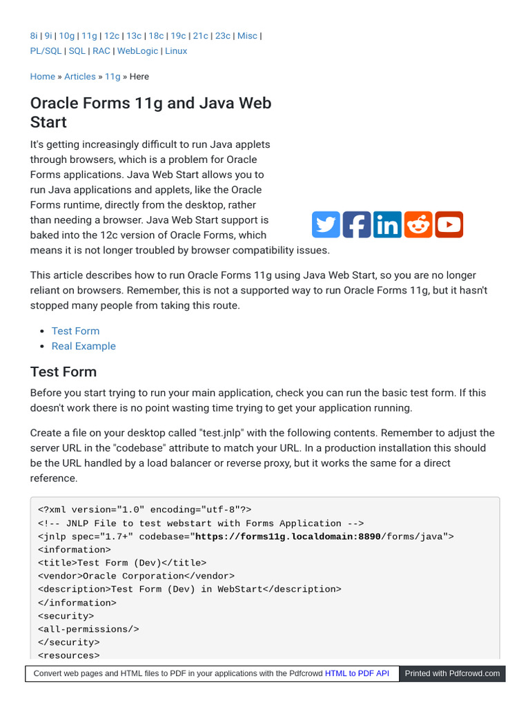 Oracle Forms 11g and Java Web Start | PDF | Java (Programming Language) | World Wide Web