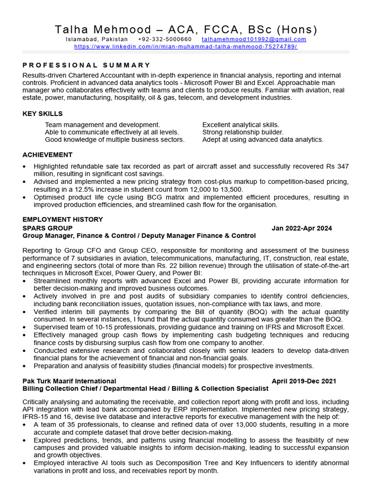 1 Talha Mehmood ACA KPMG | PDF | Audit | Business