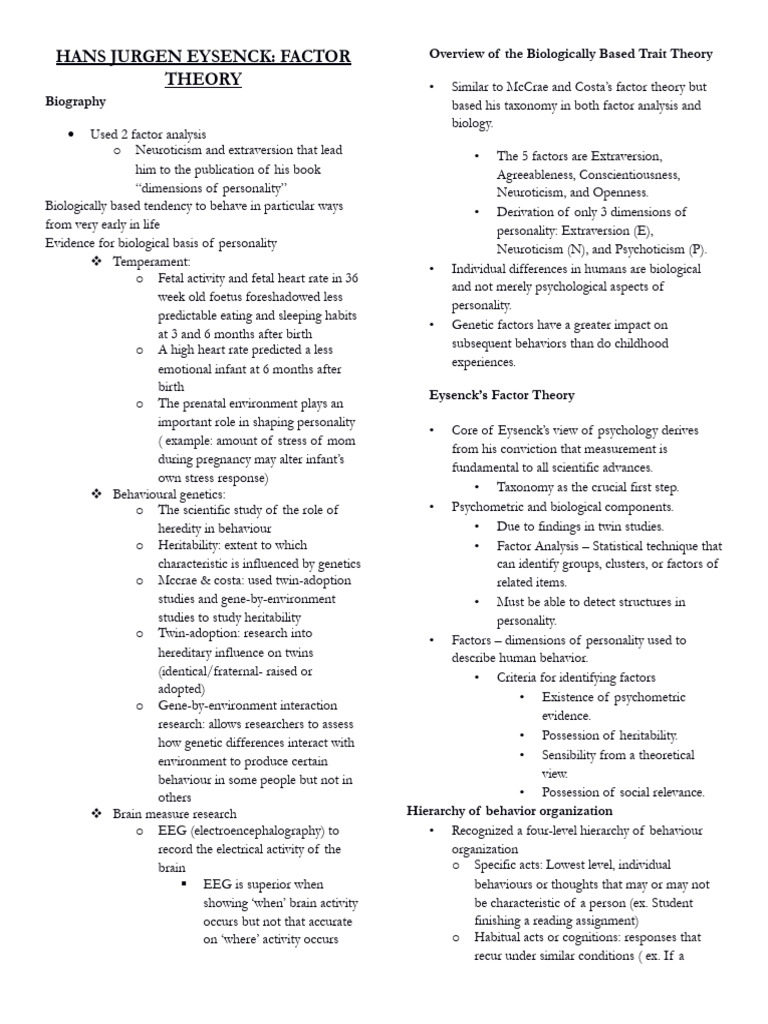 Hans Eysenck | PDF | Extraversion And Introversion | Behaviour Therapy