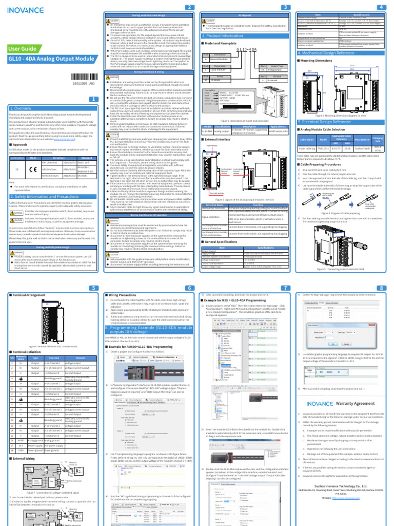 Inovance GL10 4D Io Module Product Note English 20 4 20 | PDF ...
