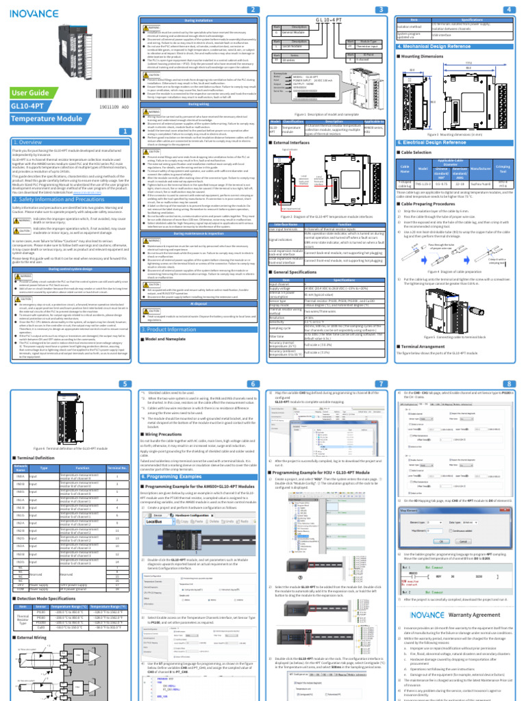 Inovance GL10 4PT Io Module Product Note English 20 4 20 | PDF ...