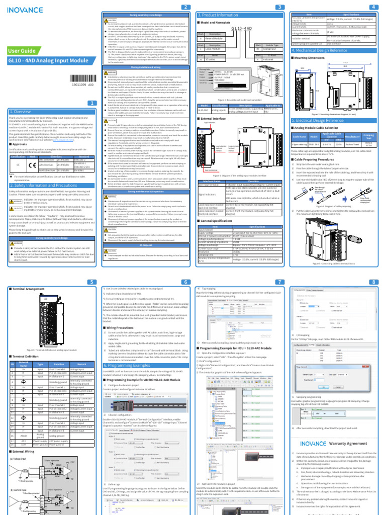 Inovance GL10 4ad Io Module Product Note English 20 4 20 | PDF ...