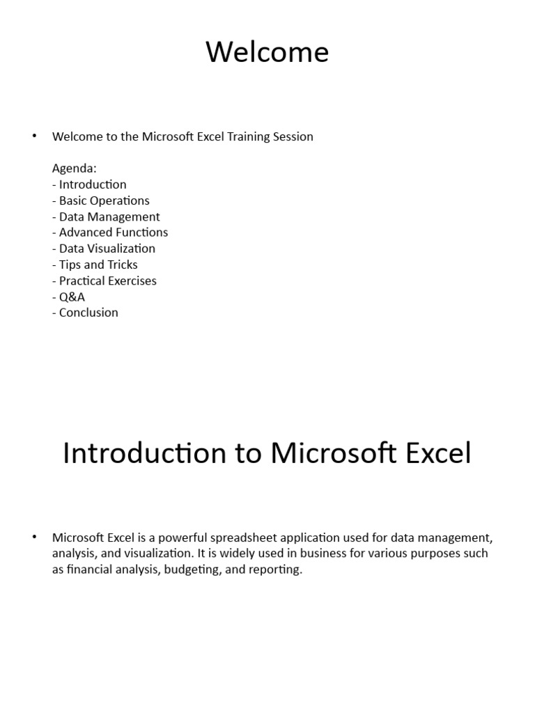 Excel Training Presentation | PDF | Microsoft Excel | Spreadsheet