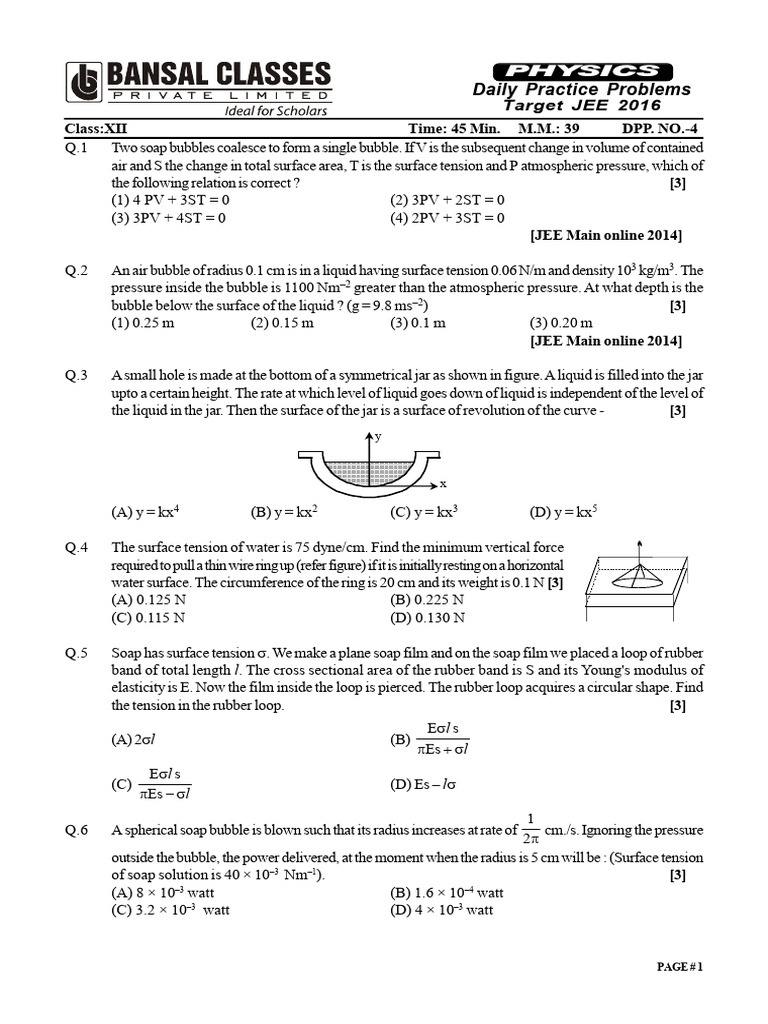 DPP (4-5) 12th Physics - E - WA | PDF | Mechanical Engineering | Physics