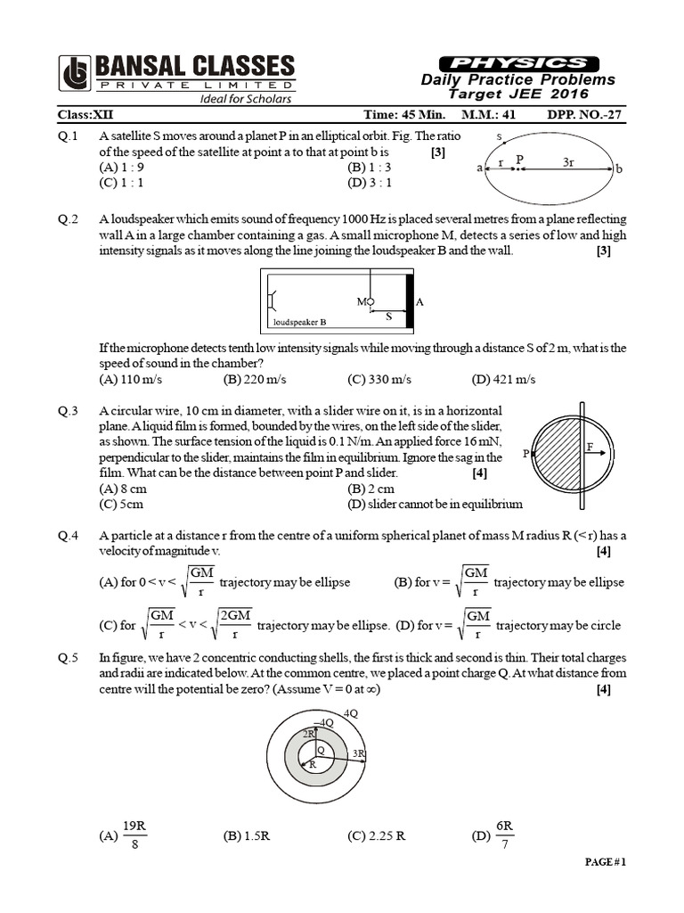 DPP (27-29) 12th Physics - E - WA | PDF | Liquids | Microphone