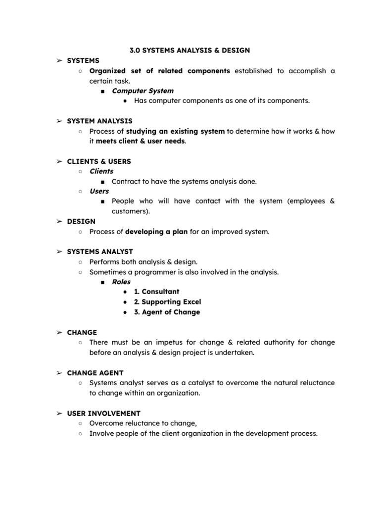 3.0 Systems Analysis & Design | PDF | Systems Engineering | Computing