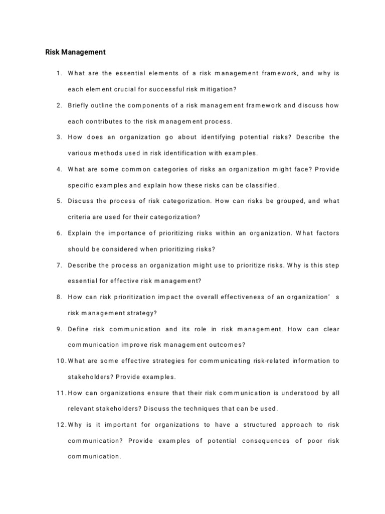 Risk Mgt Long questions | PDF
