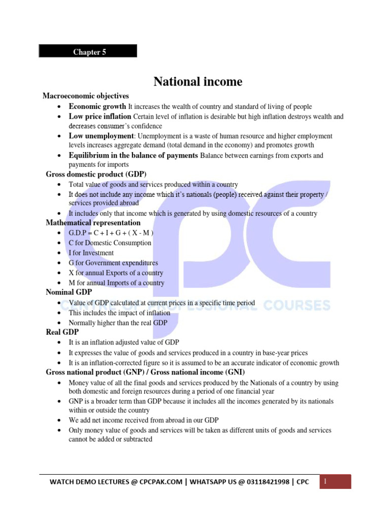CPC Prc-3 Chap-5 Notes | PDF | Gross Domestic Product | Measures Of ...