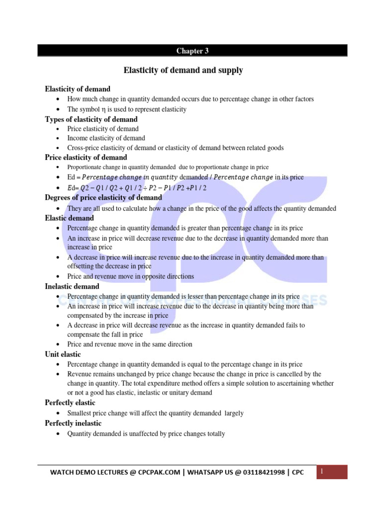 Cpc Prc-3 Chap-3 Notes | Download Free PDF | Elasticity (Economics ...