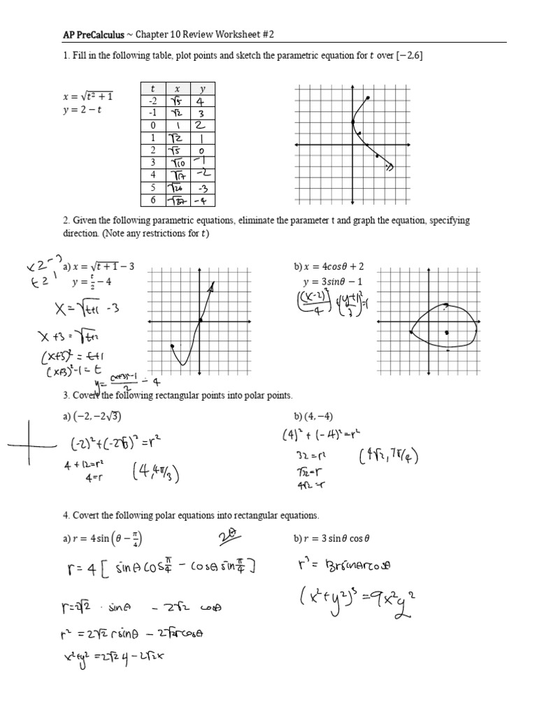 AP PreCalc Chapter 10 Review Worksheet #2 | PDF | Mathematical Analysis ...