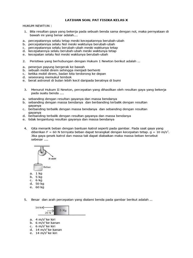 Latihan Soal Pat Fisika Kelas X | PDF | Sains & Matematika
