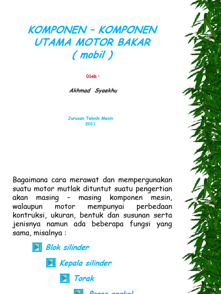 ITS - TUGAS - Komponen-Komponen Utama Motor Bakar (Mobil) | PDF