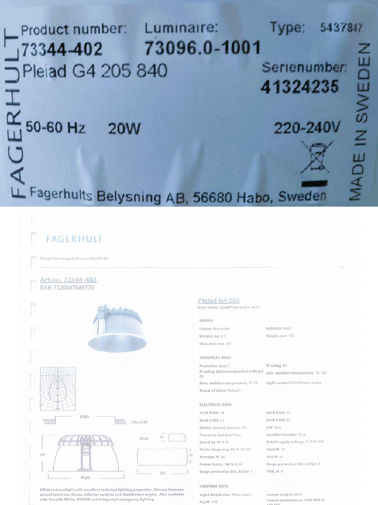 Downlights Fagerhult | PDF