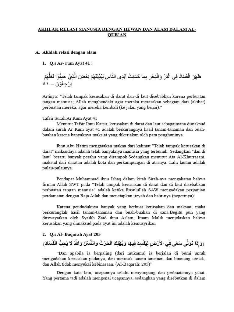 Akhlak Relasi Dengan Hewan Dan Manusia Dalam Al-Qur'an | PDF