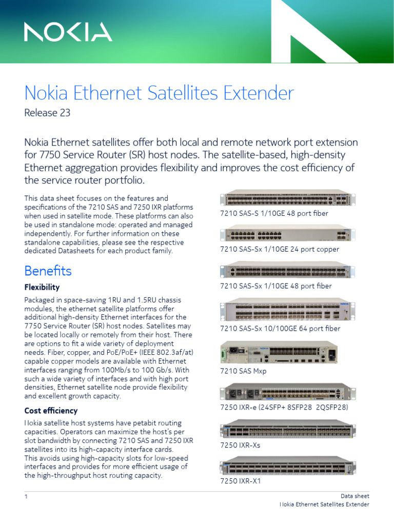 Nokia Ethernet Satellites Extender Data Sheet EN | PDF | Power Supply ...