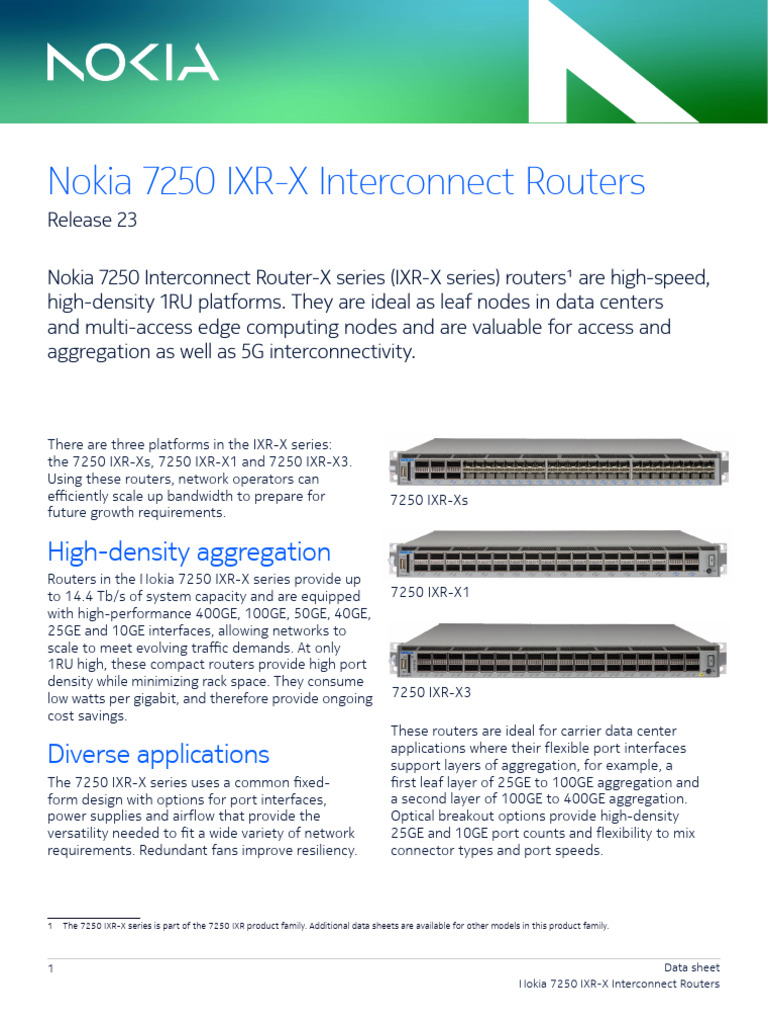 Nokia 7250 IXR X Interconnect Routers Data Sheet EN | PDF | Virtual Private Network | Networking