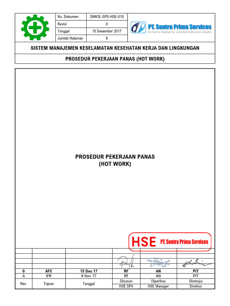 PROSEDUR HOT WORK | PDF