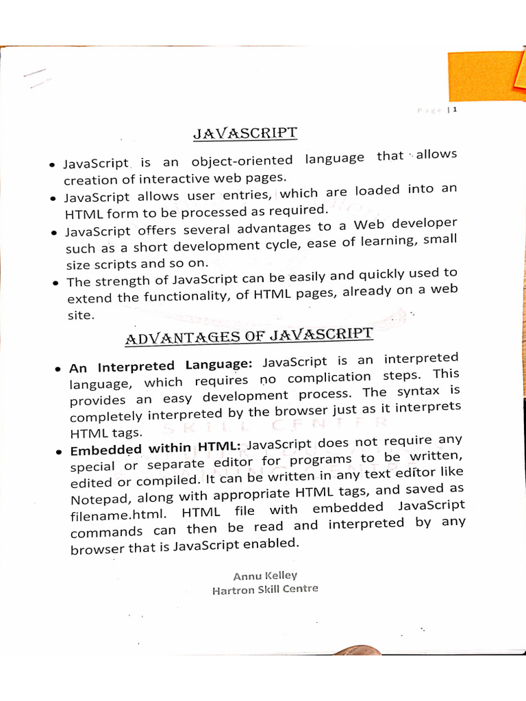 Javascript Complete Notes | PDF Javascript Complete Notes | PDF