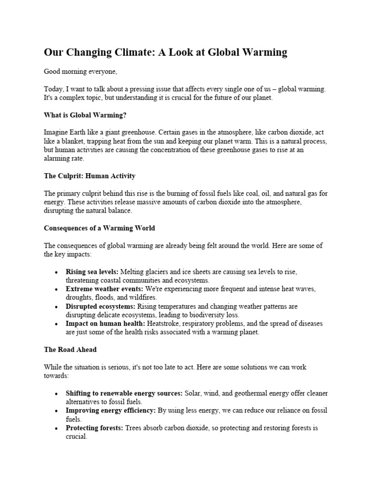 Our Changing Climate | PDF | Climate Change | Human Impact On The ...