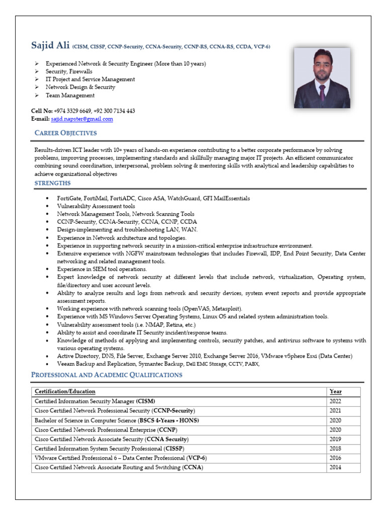 Sajid Ali Resume - IT (updated) (1) | PDF | Cisco Certifications | Computer Network