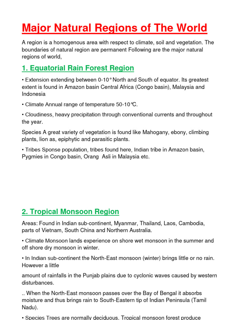 Major Natural Regions of the World | PDF | Temperate Climate | Desert