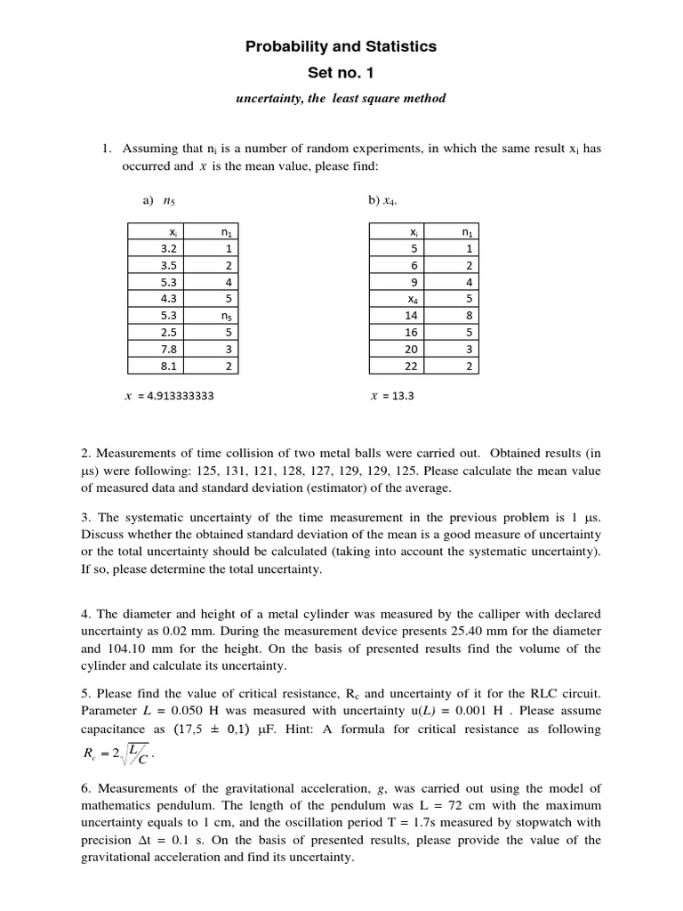 Set1 23 | PDF | Uncertainty | Pendulum