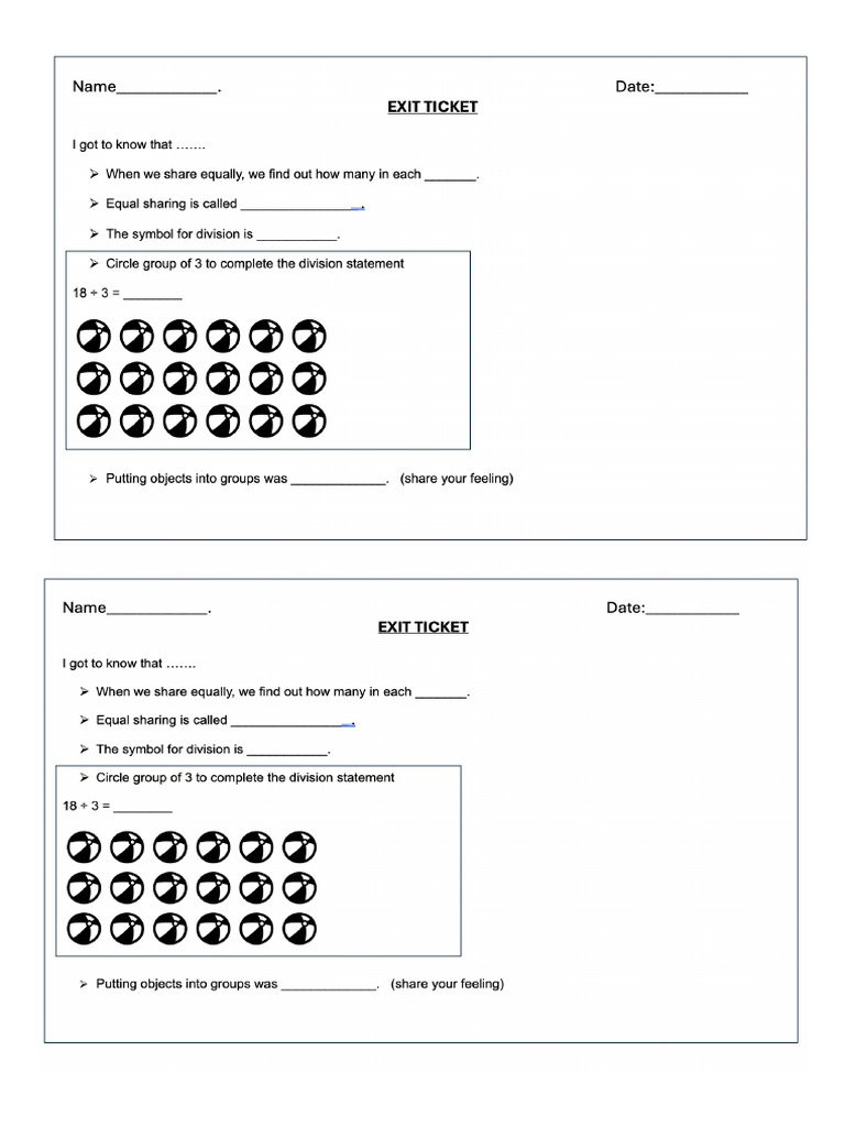 Exit Ticket Division | PDF