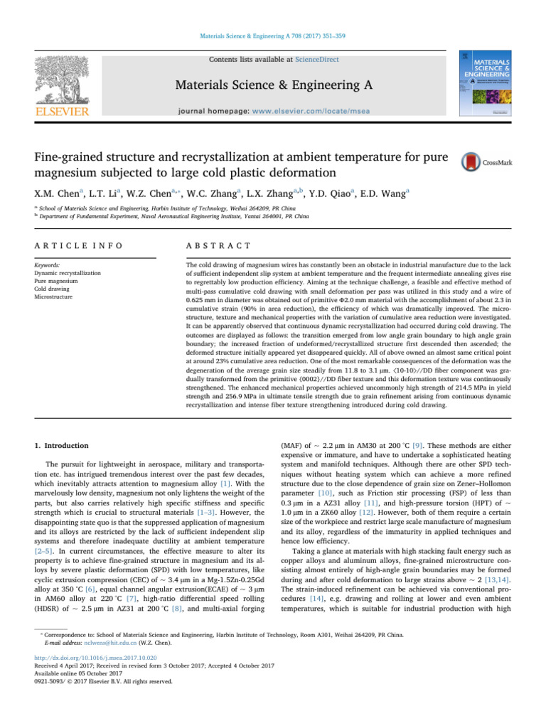 Fine-Grained Structure and Recrystallization at Ambient Temperature For ...