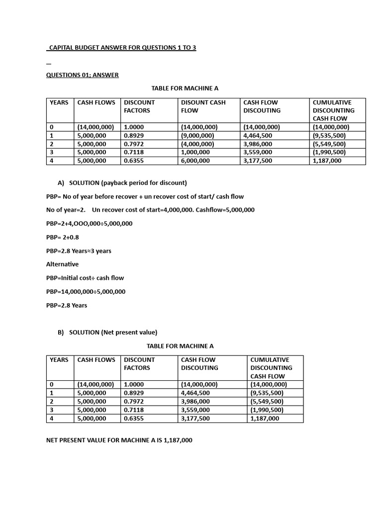 Capital Budgeting Analysis for Machines | PDF | Net Present Value | Money