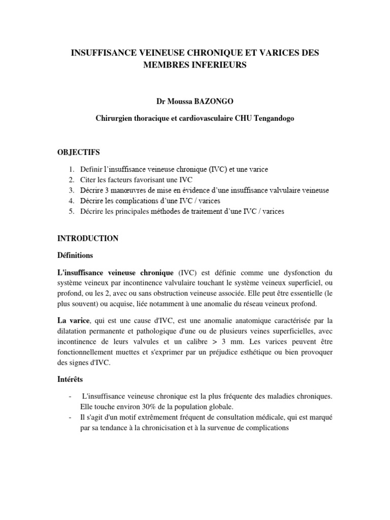 Comprendre l'Insuffisance Veineuse | PDF | Varices | Spécialités médicales