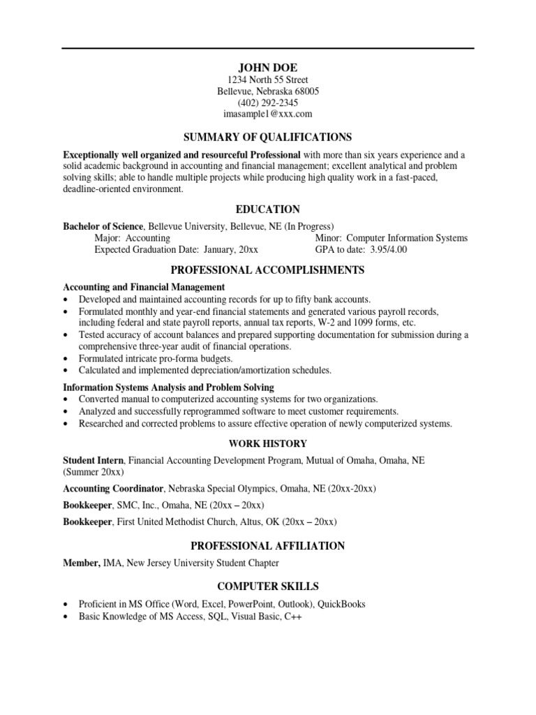 basic-resume-examples-1 | Download Free PDF | Accounting | Bookkeeping