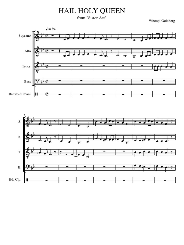 HAIL_HOLY_QUEEN_from_Sister_act | PDF | Choral Music | Vocal Music