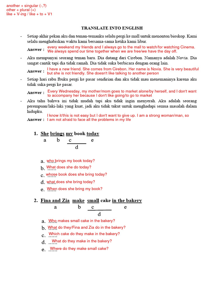 English Translation Practice Exercises | PDF