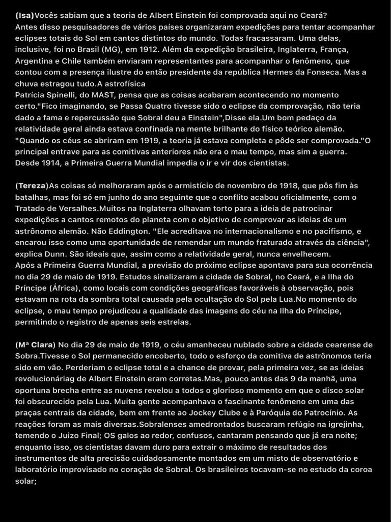 Sobral e a Comprovação da Relatividade | PDF | Albert Einstein | Eclipse