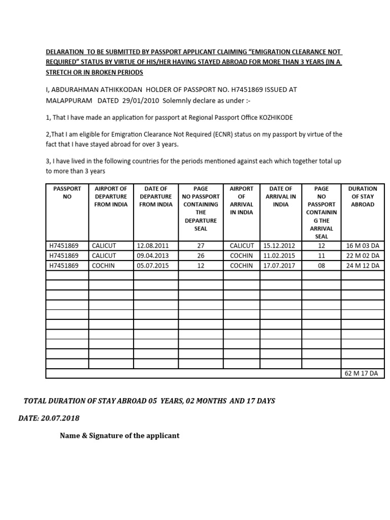 Change Ecnr in Indian Passport | PDF