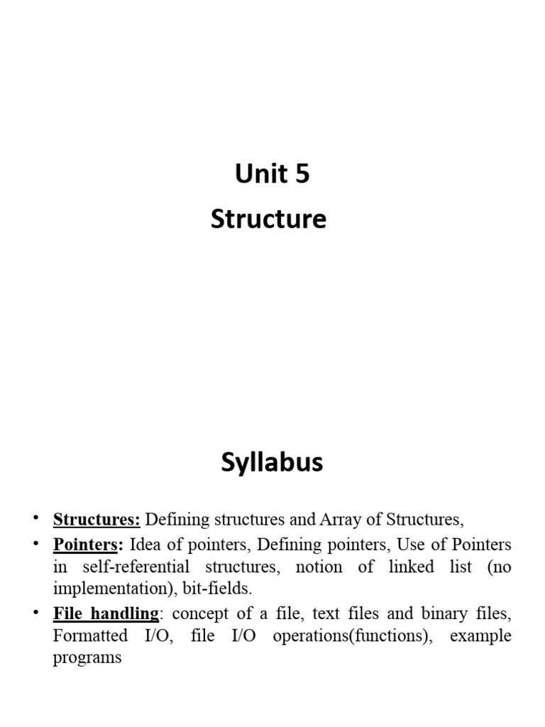 Unit 5-1 | PDF | Pointer (Computer Programming) | Computer File Unit 5-1 | PDF | Pointer (Computer Programming) | Computer File