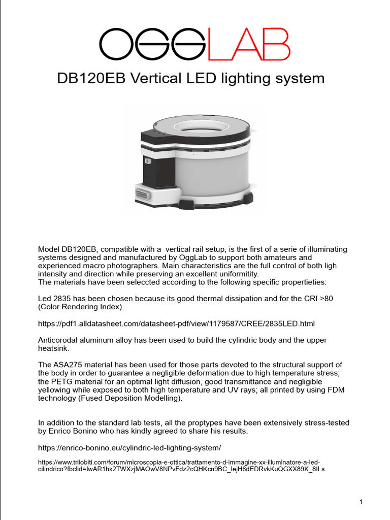 OGGLAB DB120EB Vertical LED Lighting System | PDF | Light Emitting ...