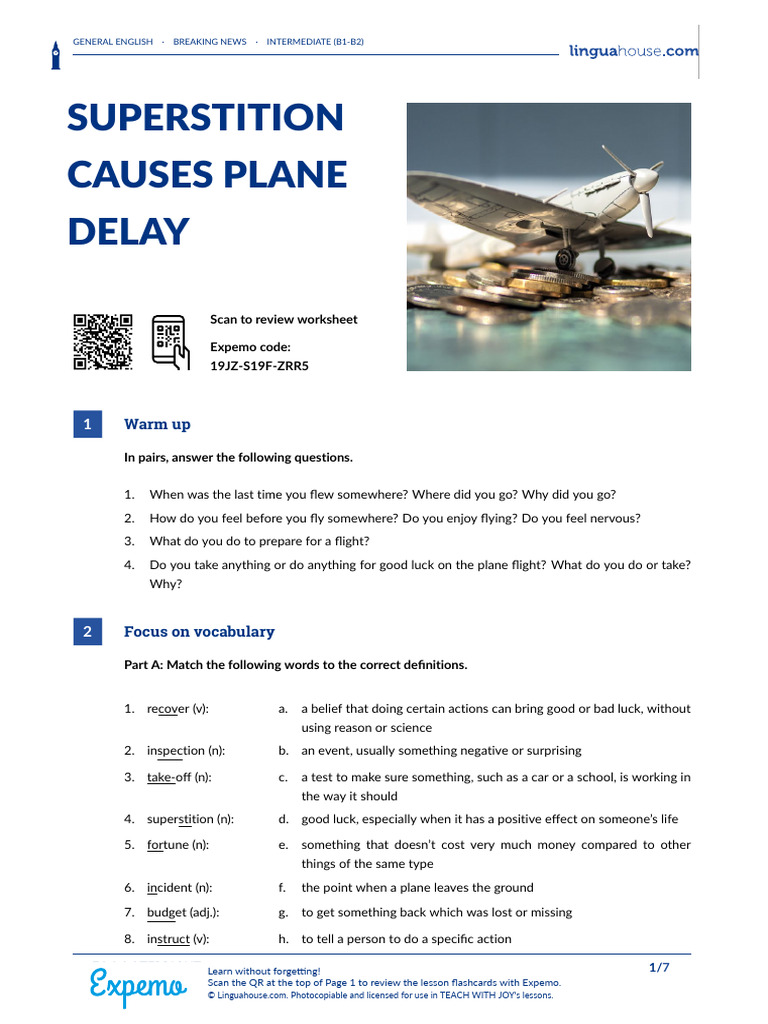 Superstition Causes Plane Delay British English Student | PDF | Luck