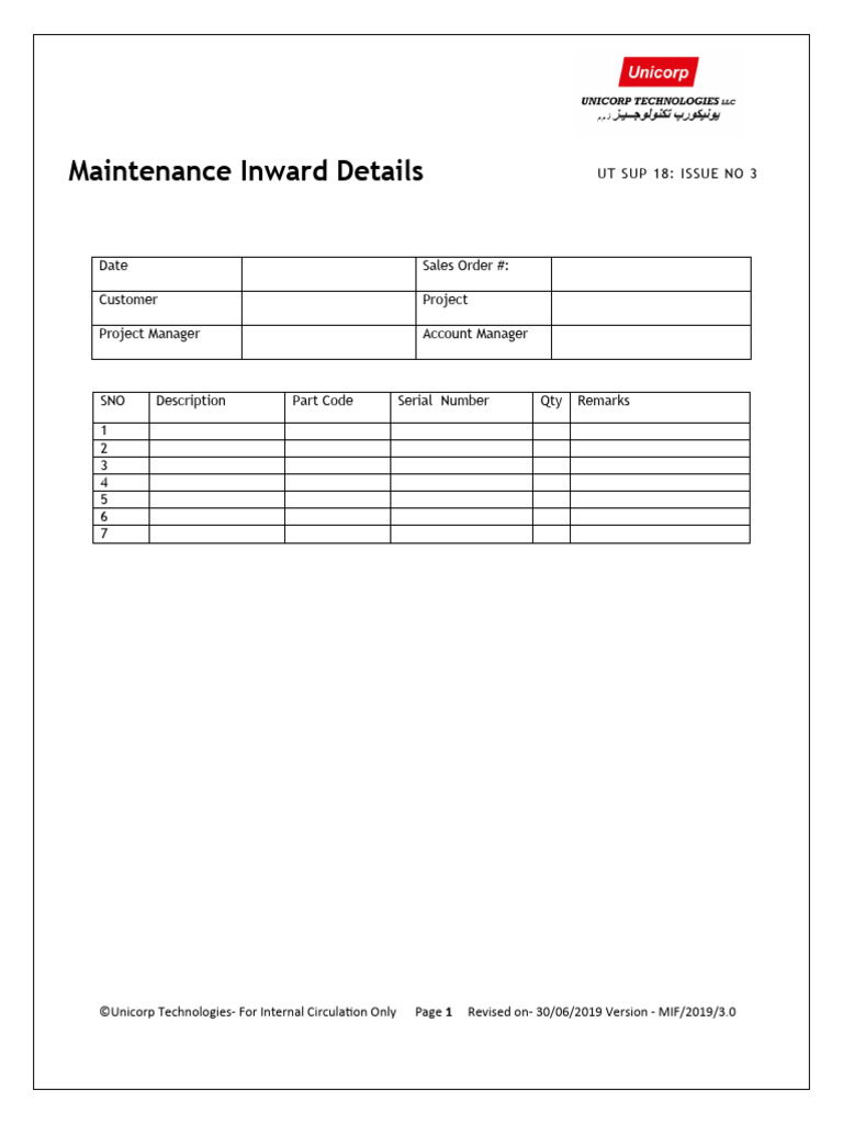 UT SUP 18 (Material Inward) | PDF