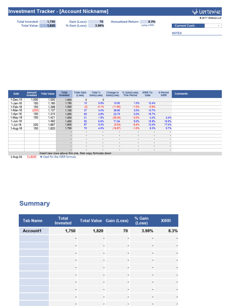 Investment Tracker | PDF | Spreadsheet | Worksheet