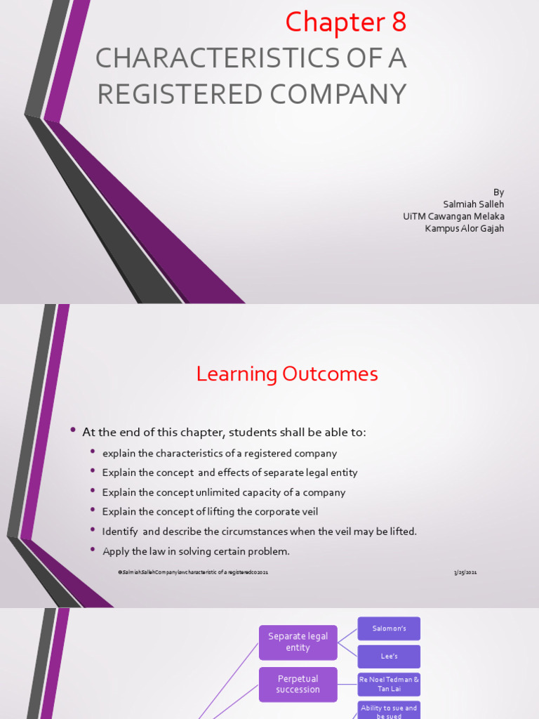 Characteristics Of A Registered Company Pdf Piercing The Corporate