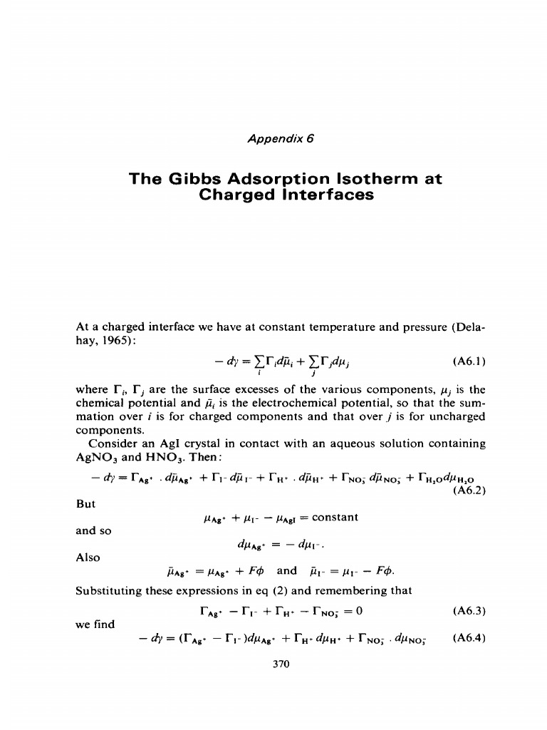 A6 The Gibbs Adsorption Isotherm at Charged Interfaces 1981 | PDF | Ion ...