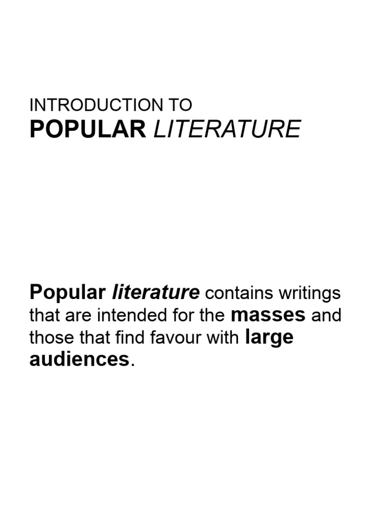 Introduction To Pop Literature S. Dominguez | PDF | Experience ...