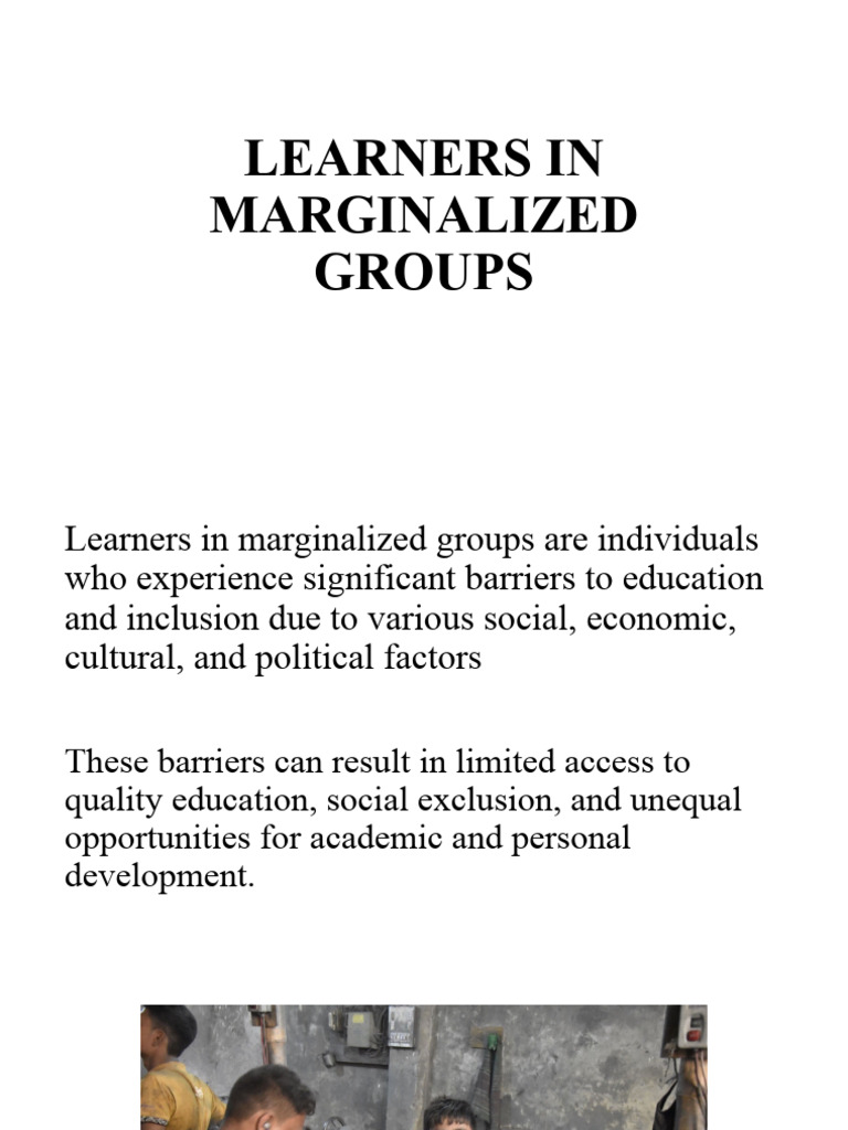 Lesson: Different Learners in Marginalized Groups | PDF | Psychological ...