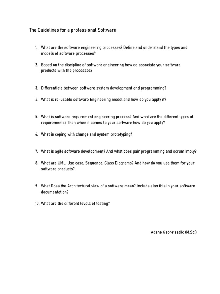 The Guidelines For A Professional Software | PDF