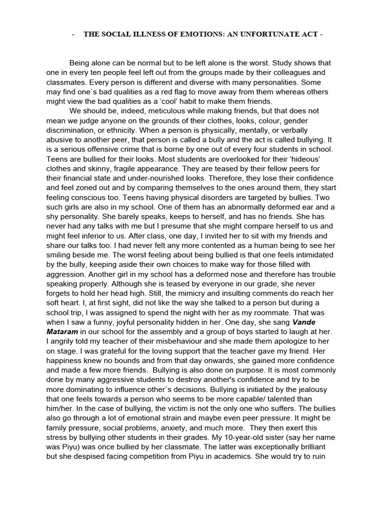 Bullying A Teenager's Perspective | PDF | Bullying | Adolescence