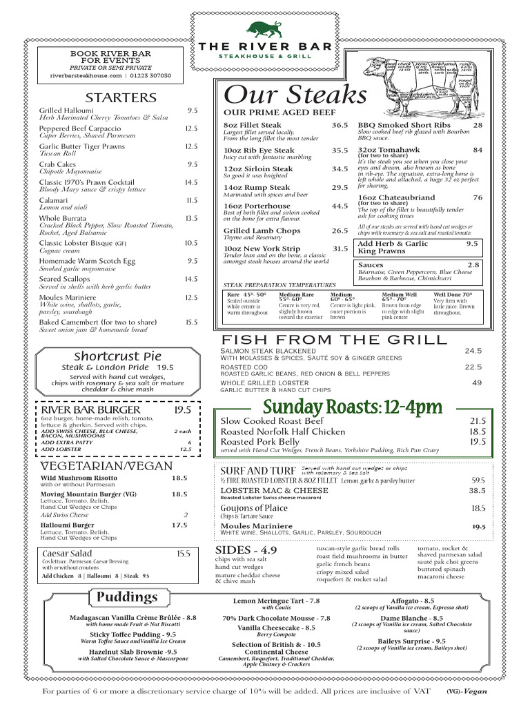 River Bar Main Menu-Website | PDF | Steak | Salad