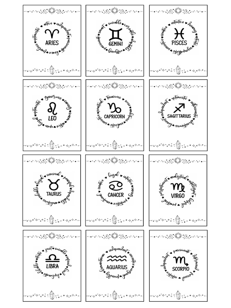 Tarjetas Signos zodiacales1 | PDF