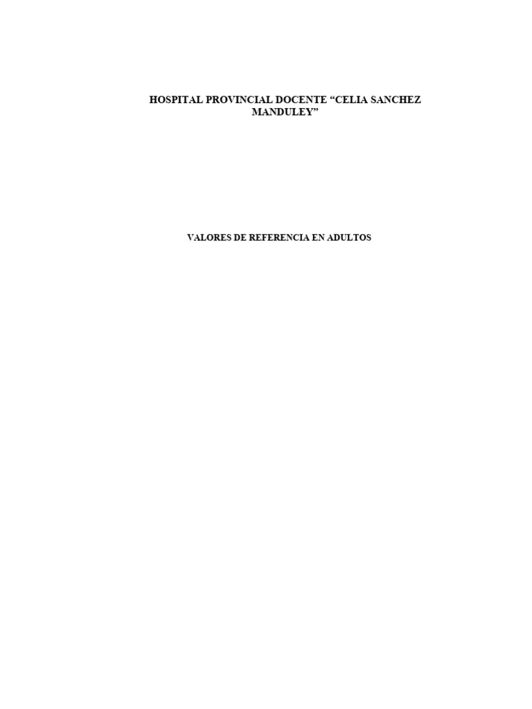 Valores de Referencia HCSM | PDF | Sangre | Hepatitis