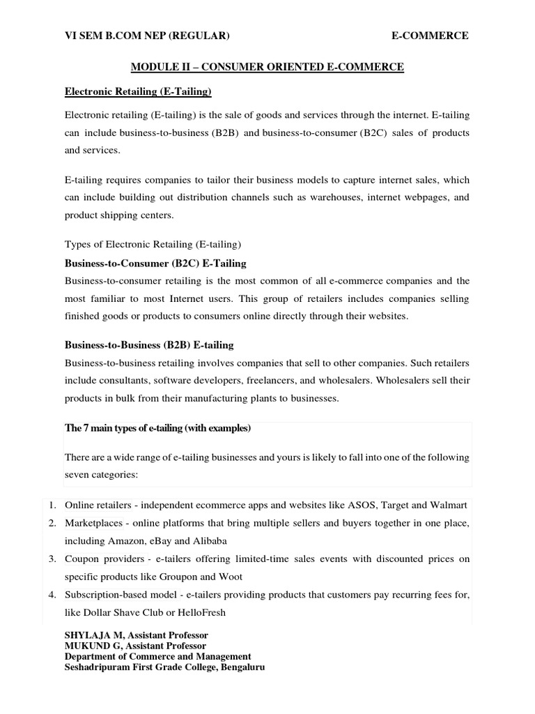 Module Ii E Com Pdf E Commerce Online Shopping 